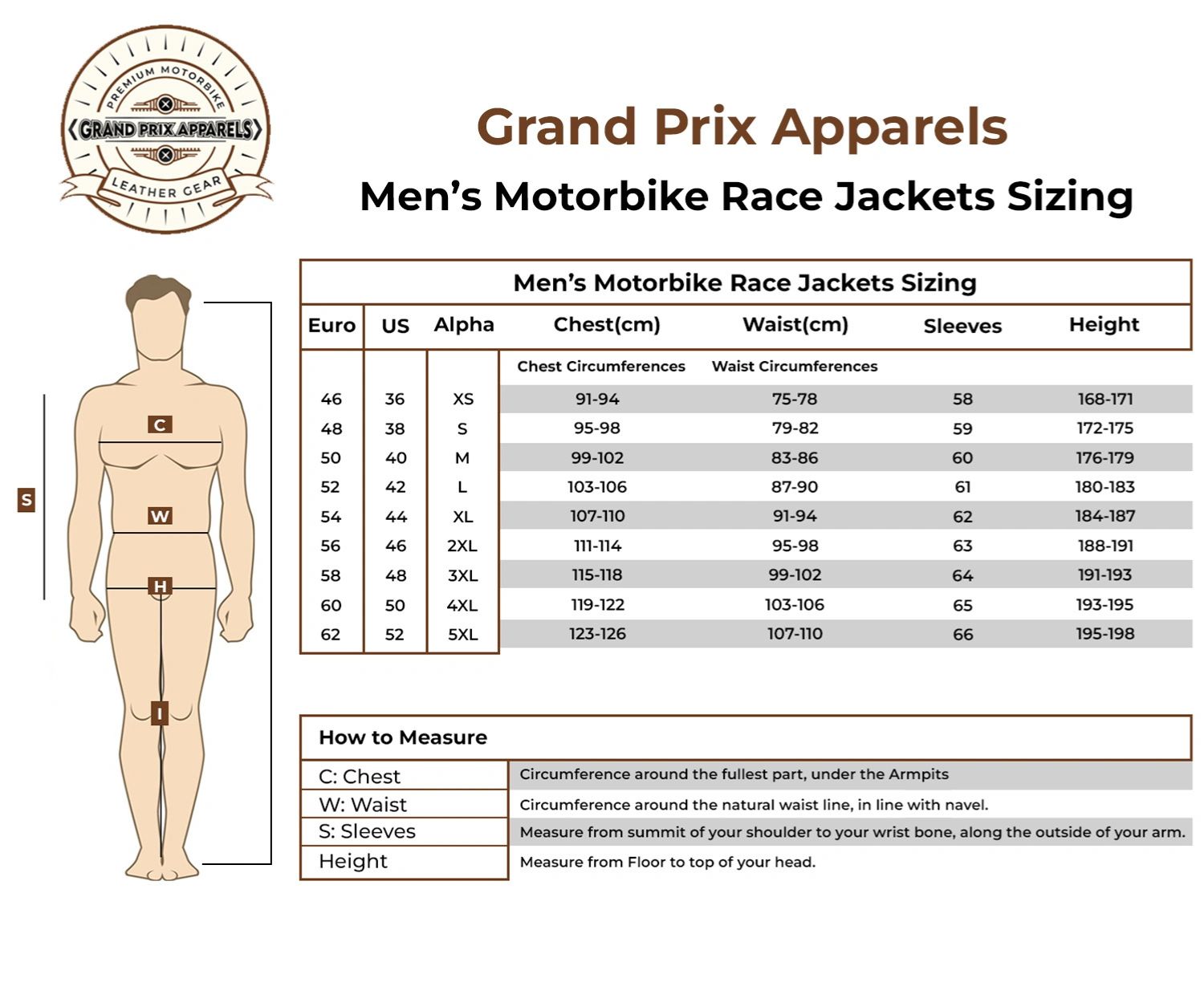 Men’s & Women’s Size Chart | Precision Fit for Jackets & Vests